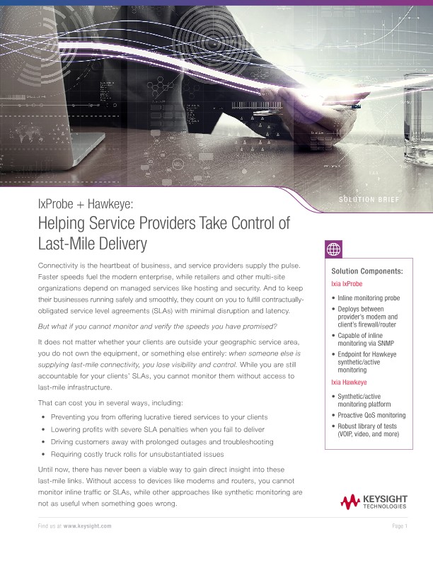 IxProbe + Hawkeye: Helping Service Providers Take Control of Last-Mile Delivery PDF Asset Page ...